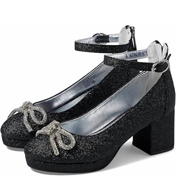 Nina | Shoes | New Nina Girls Daylin Glitter Heel Shoes In Black ...